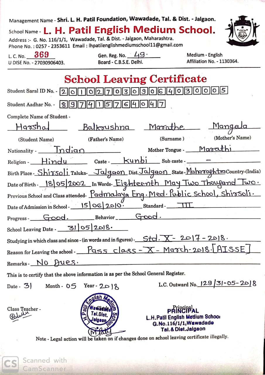 Welcome to L.H. Patil English Medium School, Wawadade